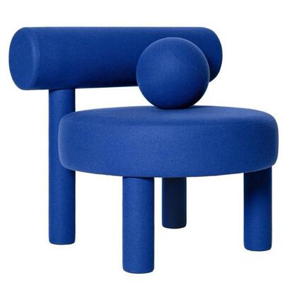 北欧简约设计师休闲椅卧室化妆凳创意客厅单人椅子布艺带球靠背椅