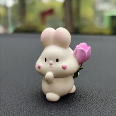 可爱子车载摆T123件创意兔车内家桌面居蛋糕装饰品汽车中控台小饰