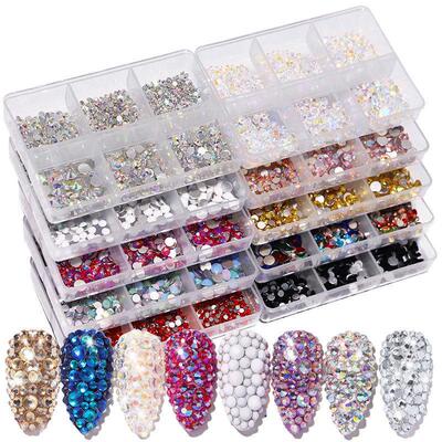 1 Box Crystal Nail Art Rhinestone DIY Nail Art 美甲平底AB钻