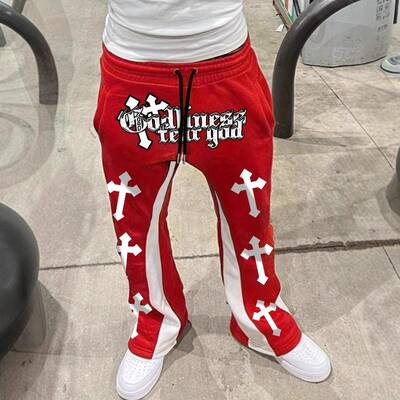 Men's Casual Striped Knit Long Pants with Drawstring