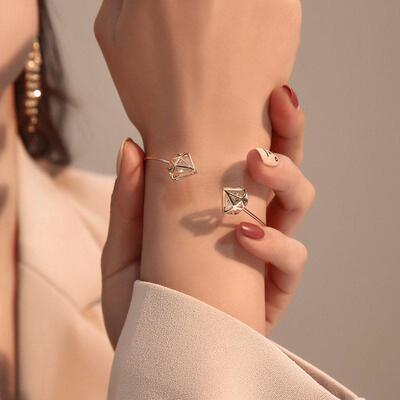 Handmade hollow triangle charm bracelet