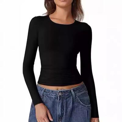 4 Women Thermal Underwear Tops Color Crew Neck Sleeve Base