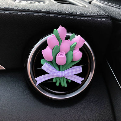 香薰郁金香花束扩香石汽车空调香水出车内饰品摆件女车饰