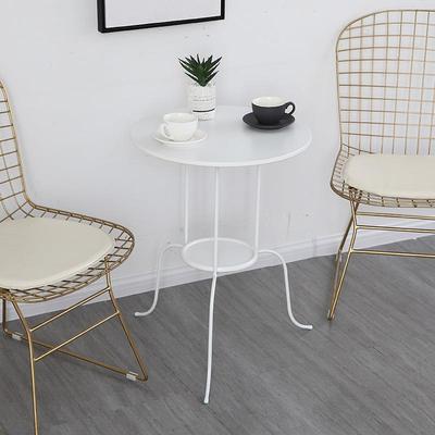 北欧一大一小双层小圆桌铁艺实用茶几三脚稳固沙发床头角几边几