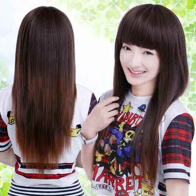 正品令甜人震惊的发为妇假女长直发，实的蓬松现的脸型，美可爱的