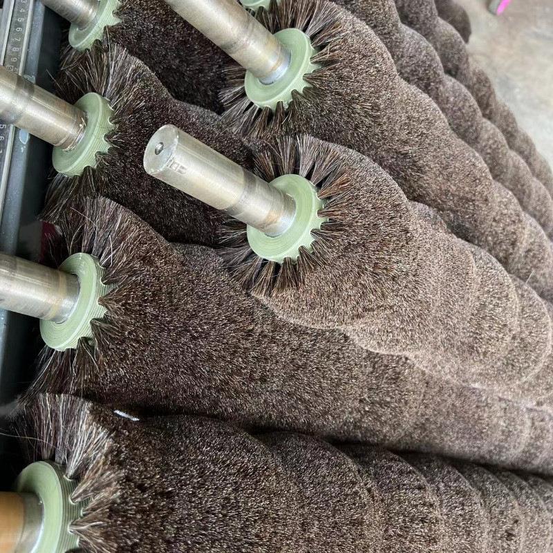 猪鬃毛刷辊滚筒工业马鬃剑麻羊毛刷抛光除尘清洗打蜡耐高温防静电