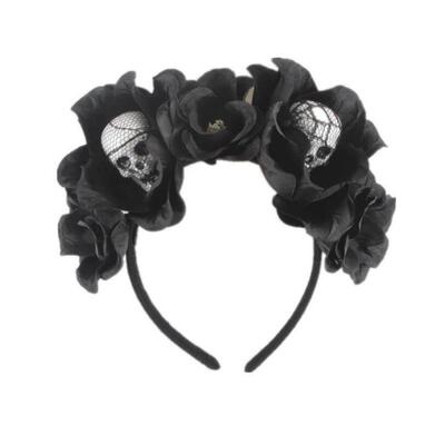 Halloween Horror Skull Lace Headband Artificial Flower wreat