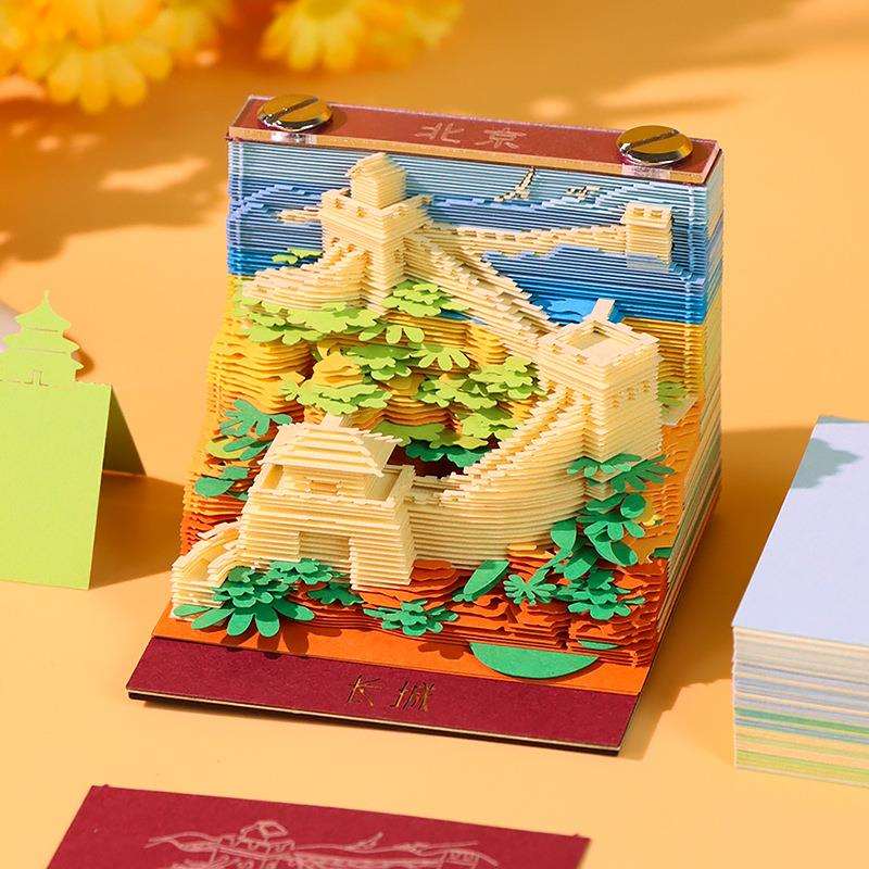 北京创意文创产品故宫纸雕模型景区旅游纪念品桌面摆件3d立体便签