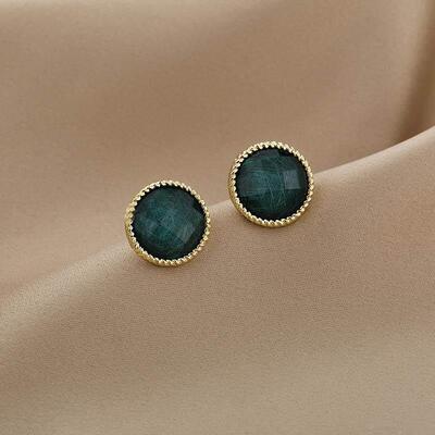 925 Silver Needle Blue Grey Gemstone Earrings Simple Persona