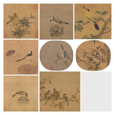 宋花鸟小品画竹雀图瓦雀栖枝图临摹范本中式装饰画艺术微喷画心