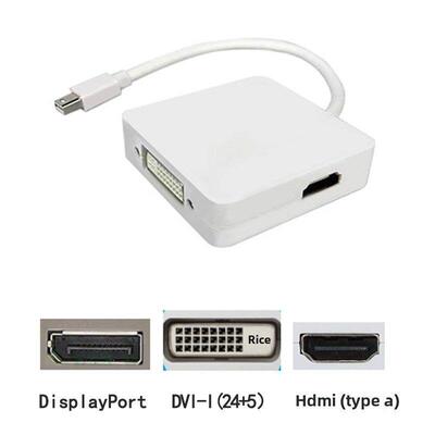 mini dp转dvi/HDMI/DisplayPort转接线迷你dp三合一转换线一拖三