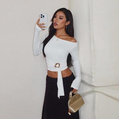 Elegant Chic Women's Long Sleeve Top Stylish Plain Design