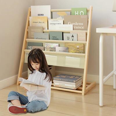 园儿童书架收纳铁艺落地书简柜卡通布艺收Q880-MUY易纳架幼儿宝宝