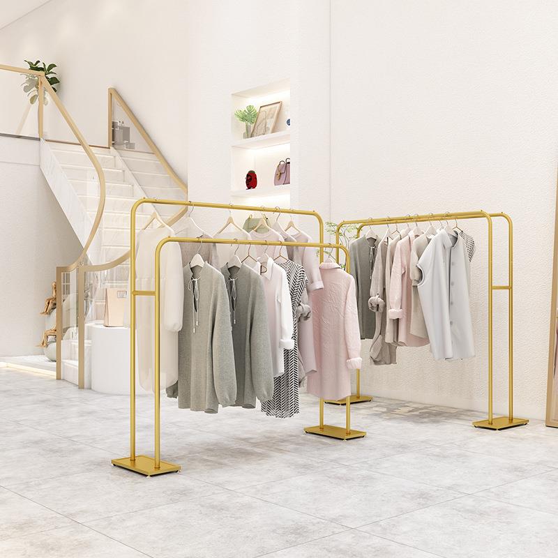 服装店中岛展示架双杆双排男女童装单杆落地侧挂陈列货架中岛架