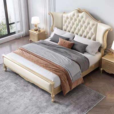 轻式奢床TQP实床木美式双人现代卧简约欧高端法式豪华主婚床