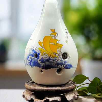 正品玥音笛6孔中音F调熏烧专业演奏陶 6AF型陶笛 学满口埙初低沉