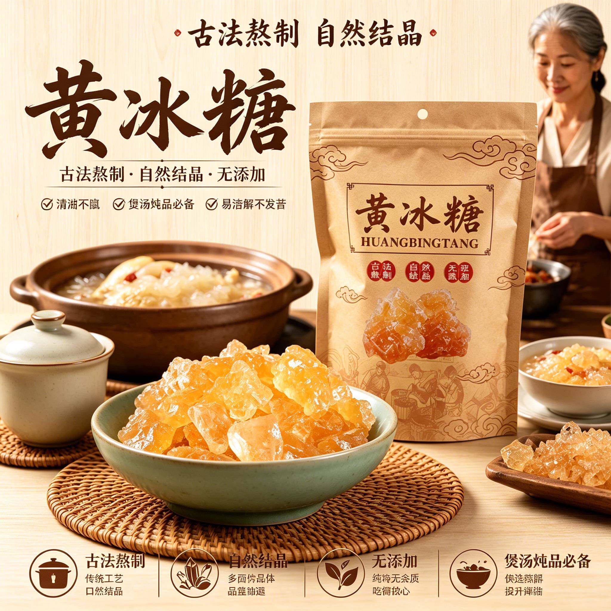 云南黄冰糖正宗特产级手工熬制多晶甘蔗清香老黄糖散装大袋冰糖块