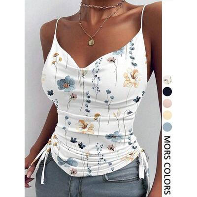 K 21968 Colorful 3D Flower Ruffled Cami Top 彩色立体花吊带皱