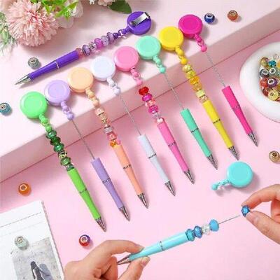 J1UL1N 10 Pcs Beadable Pens Black Ink Bead Pens DIY Pens