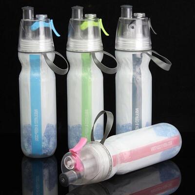 cool 500ml double-deck sport drink spray water bottle cold i