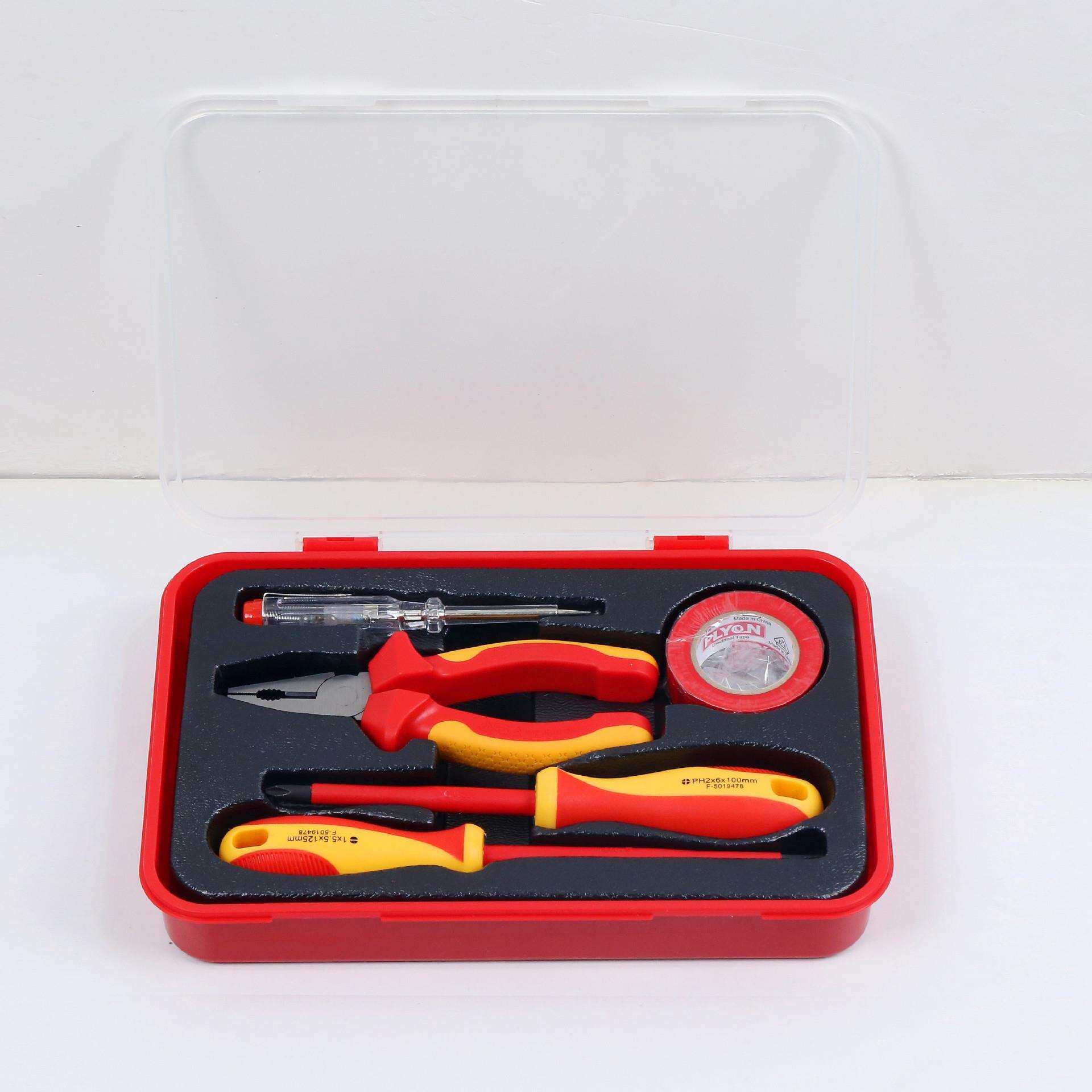TOOLTIME图泰绝缘组套VDE认证工具5件套钢丝钳螺丝批绝缘组套工具