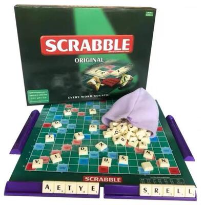 Scrabble Board Puzzles Game Jigsaw-Words Spelling-Table Kids