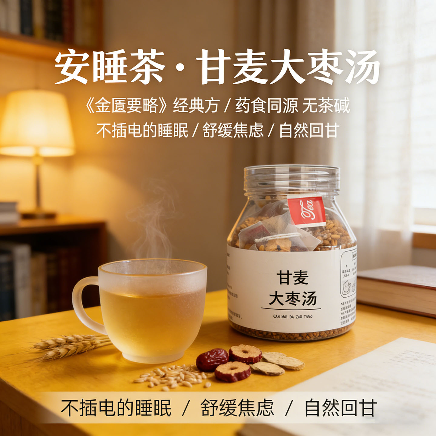 【1罐】甘麦大枣汤小麦红枣甘草茶包养心安神改善睡眠养生袋泡茶