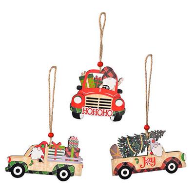 Christmas Wooden Car Decoration Pendant Printing Christmas