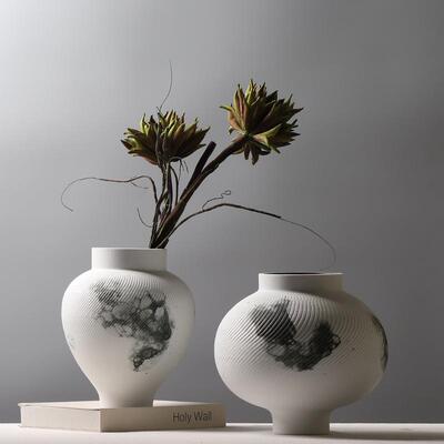 简约现ROE代陶售瓷气泡釉瓶厅装饰品插花艺术花器楼部花样板房摆