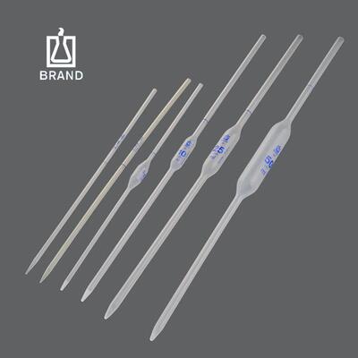 BRAND塑料胖度移液管吸管1/5/10/25/50ml普兰德PP大肚单标移液管