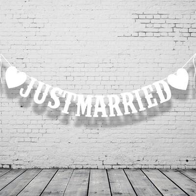 Vintage Wedding Bunting Just Married Photo Booth Prop