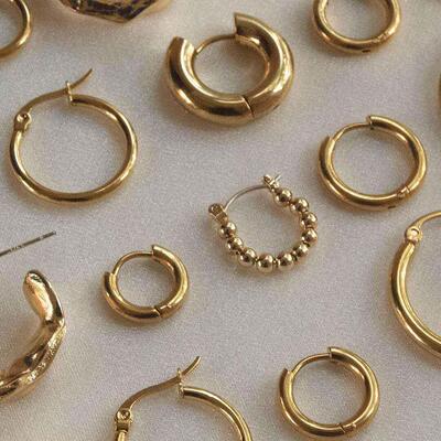 Gold Color Stainless Steel Hoop Earrings for Women Small Sim