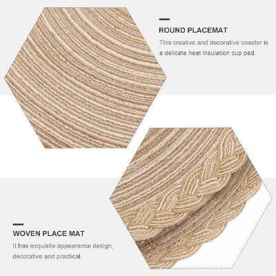 4 Pcs Round Placemat Woven Tableware Heat Insulation Mat