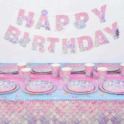 Girl Kids Mermaid Birthday Decoration Supplies Under the sea