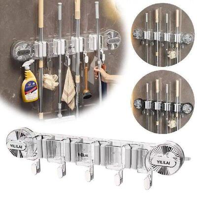 ABS Mop Holder Broom Hanger Wall Mounted 4 ition Support