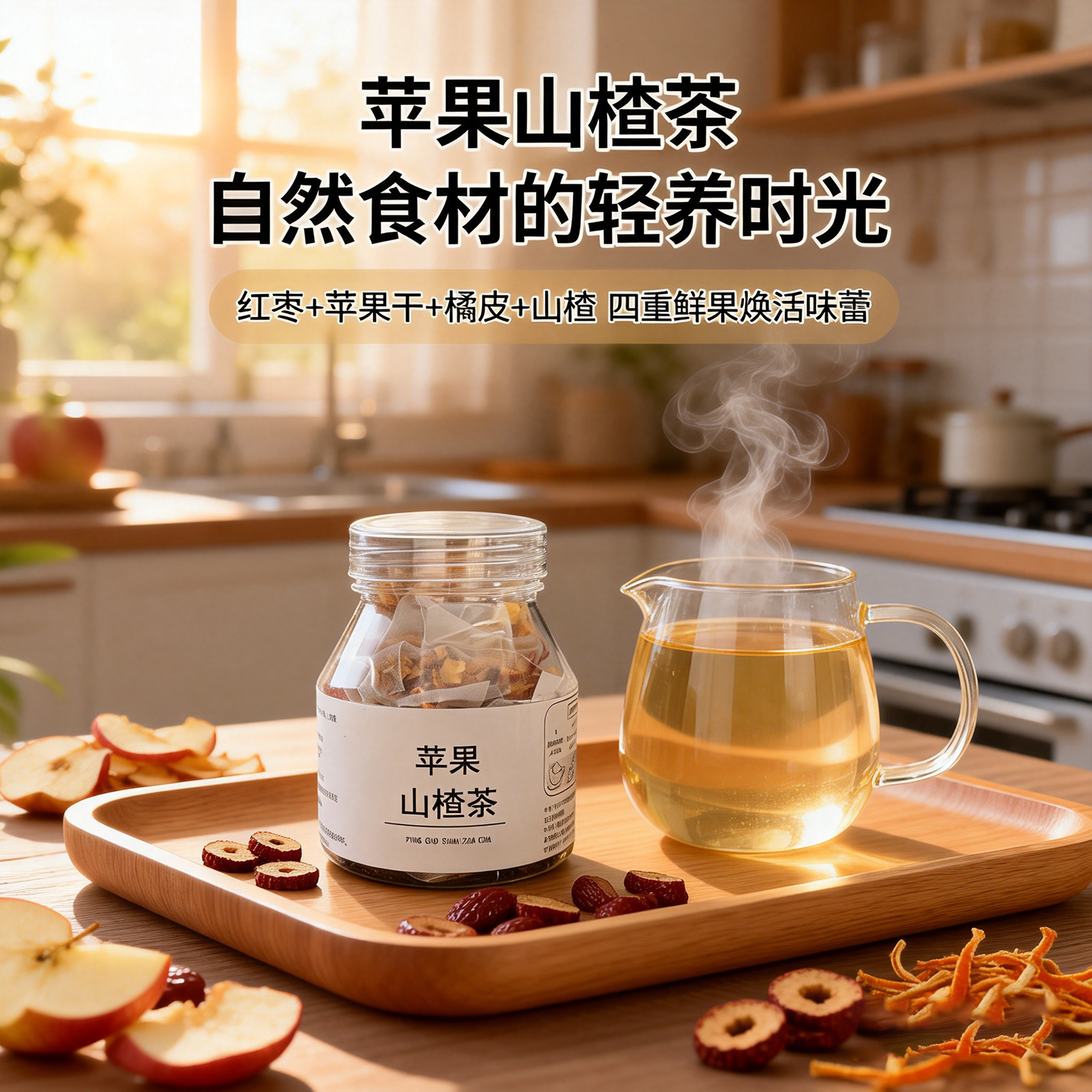 【1罐】苹果山楂茶4种原料红枣苹果山楂橘皮茶包减瘦养生茶袋泡茶