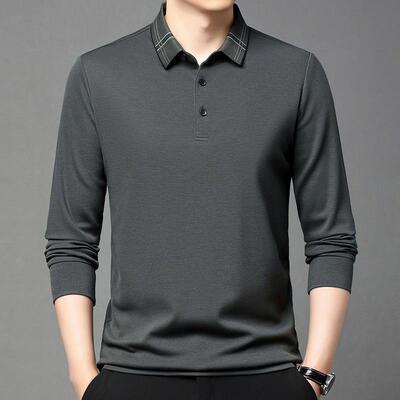 高端品牌长免袖恤秋季休新款翻领烫商务闲套头中年男24072羊士绒