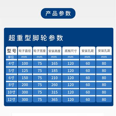 超重型轮实心MC尼龙装轮10/12寸头器移动箱锁体房880脚集箱脚轮