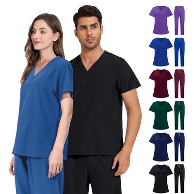Unisex Scrubs  V领速干牙科诊所工作服洗手衣手术服男女