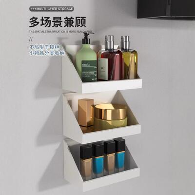 Wall-mounted bathroom mirror cabinet storage box, no drillin