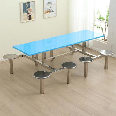 不锈钢食桌堂餐桌椅连体/餐TXG桌椅组合4/68人饭堂椅饭学生桌可定