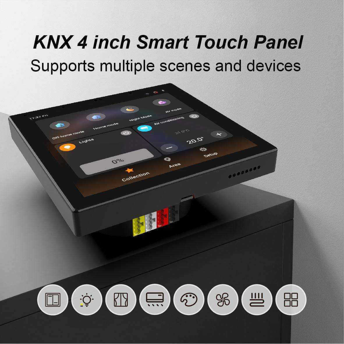 KNX4英寸智能触摸屏支持多场景多设备支持POE供电智能家居互联中