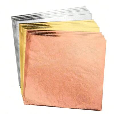 100 Sheets Imitation Gold and Silver Foil Leaf Gold-plated D