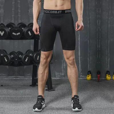 Mens Gym Shorts with Pockets Workout Compression Leggings fo