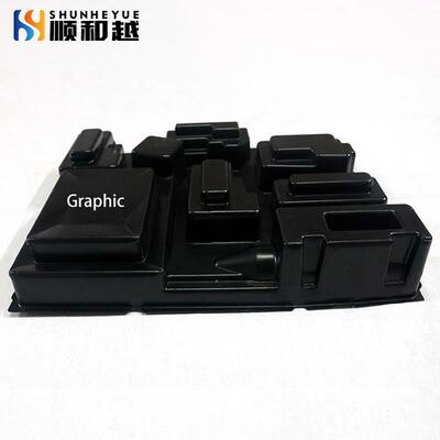 环保三防震电吸塑转PQY周盘 子珠角黑色防静电大型电子五金吸塑托