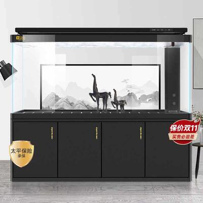 YEE大型鱼缸水族箱2米特大号落地客厅家用红龙缸底滤超白缸免换水