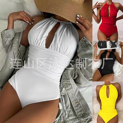 Women in one-piece swimsuits look slimmer
