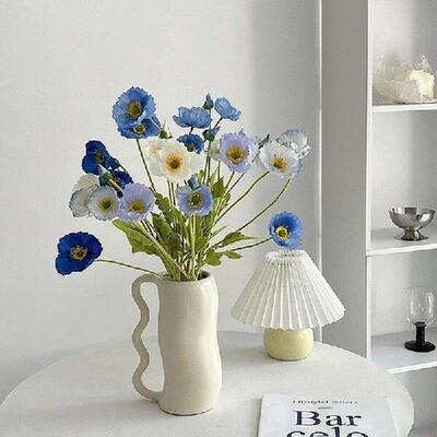 Beautiful Vivid Color 4 Heads Silk Fake Simulation Poppies