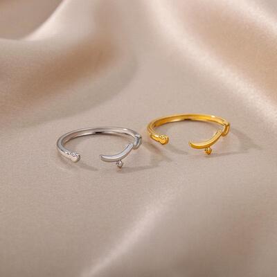 Simple Arabic Love Statement Rings For Women Open Adjustable