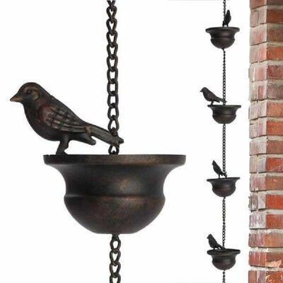 1 PCS For Gutters Mobile Birds On Cups Rain Chimes 7.8Ft